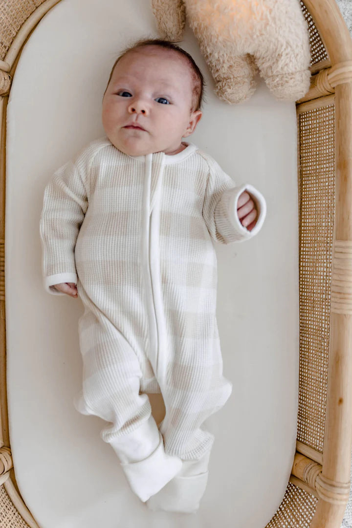 Waffle Zip Suit - Gingham – Mini Haven